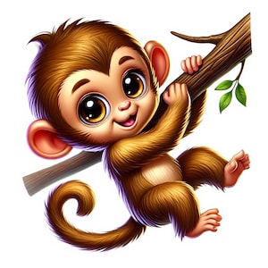 Cute Monkey Clipart | 13 High-quality Jpgs | Adorable Monkey Clipart ...