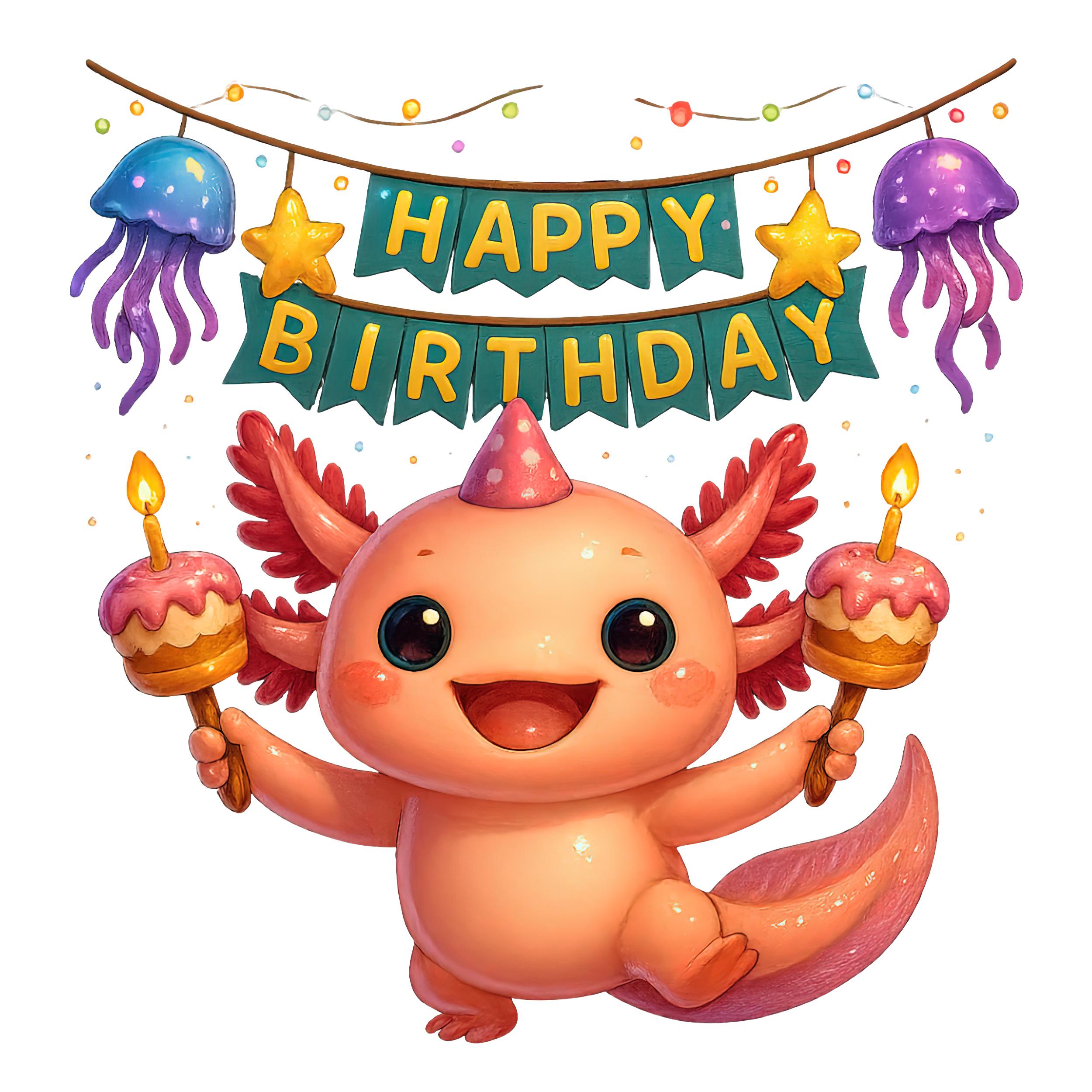 Party Axolotl Clipart Bundle, Birthday Kids PNG Art (digital Download ...