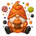12 Halloween Gnome Clipart, Autumn Gnomes With Pumpkins (PNG Digital ...