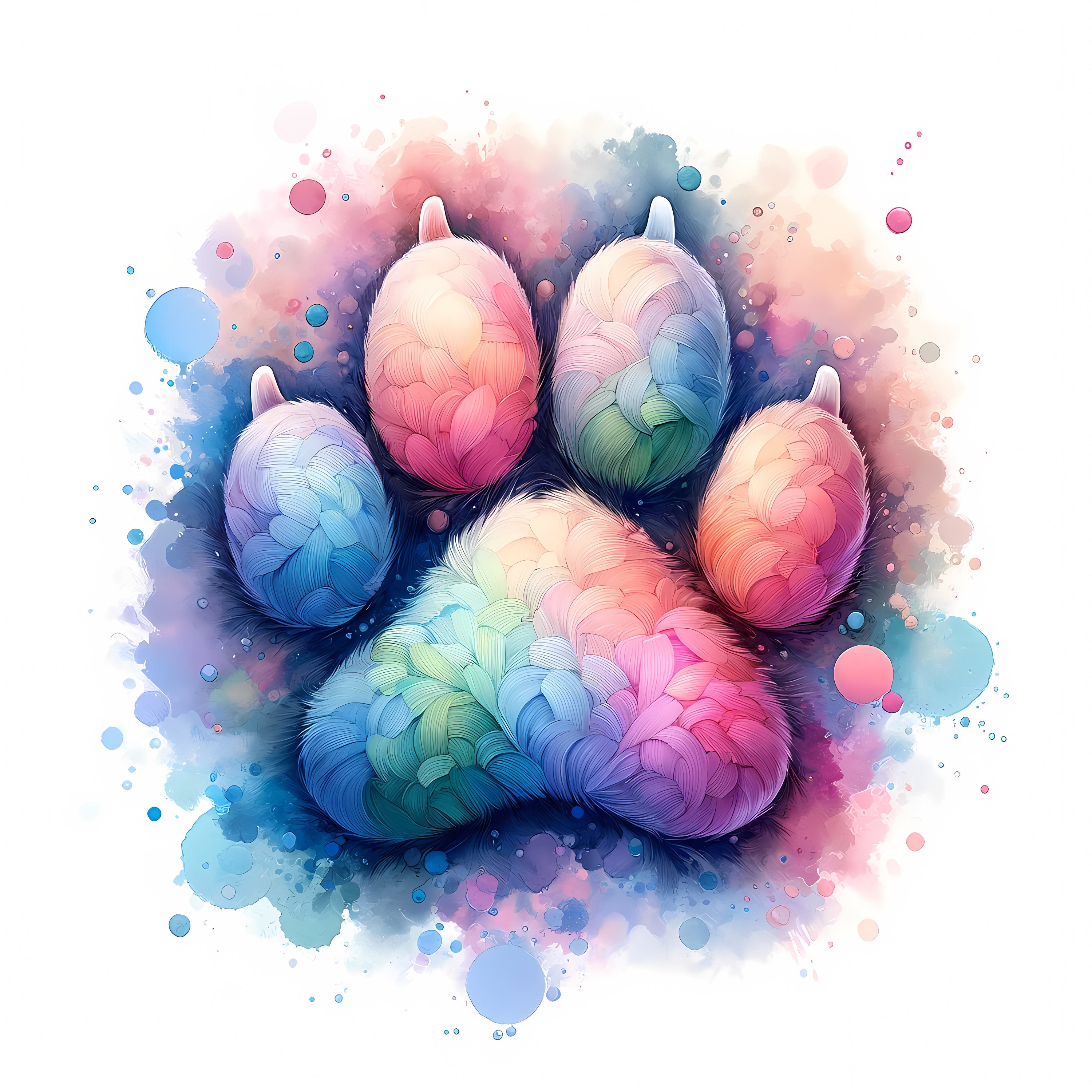 Colorful Paw Print Clipart – Animal Tracks Art (digital Download) Set ...