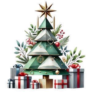 Festive Christmas Tree Clipart Bundle: Holiday Art (12 JPEG, Digital ...