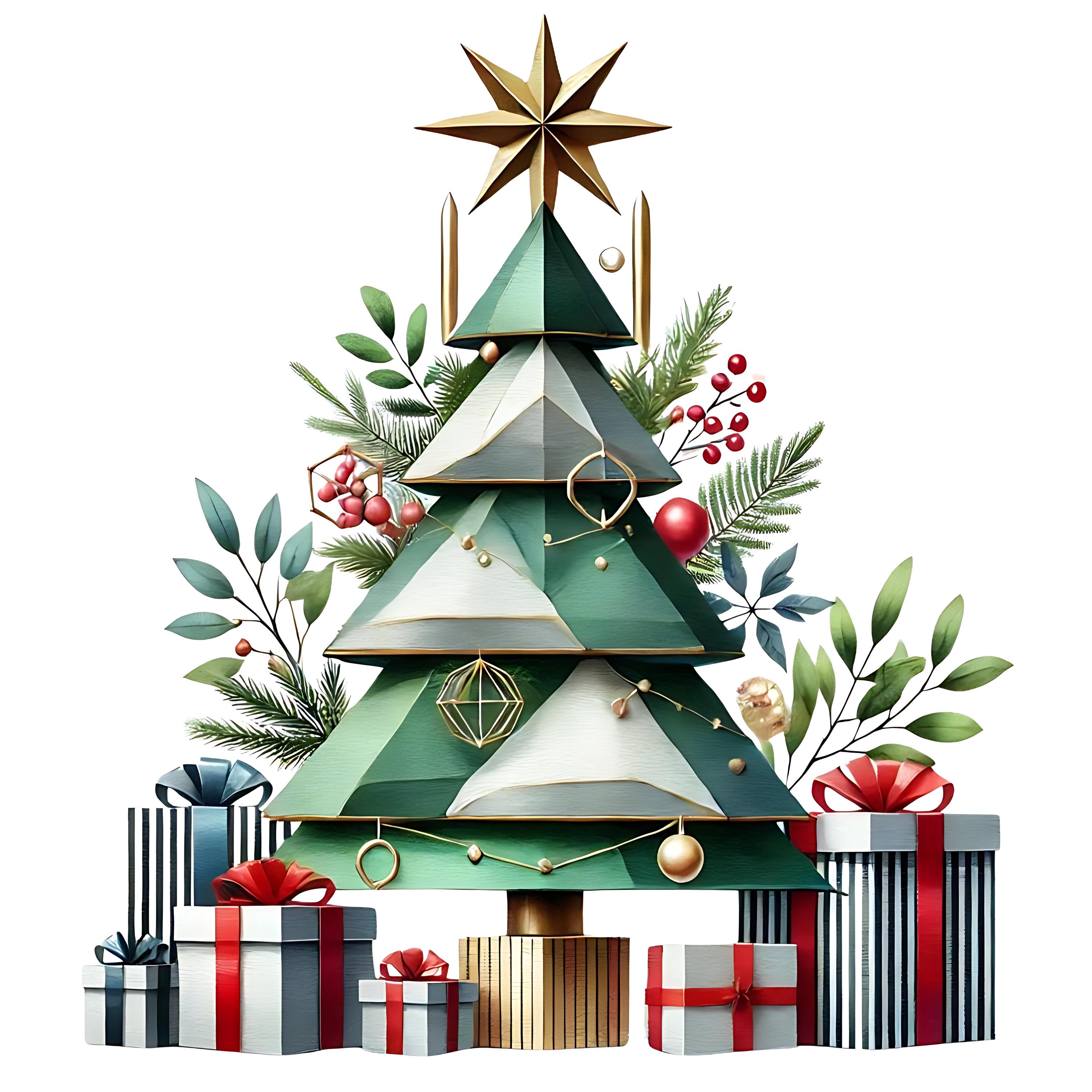 Festive Christmas Tree Clipart Bundle: Holiday Art (12 JPEG, Digital ...