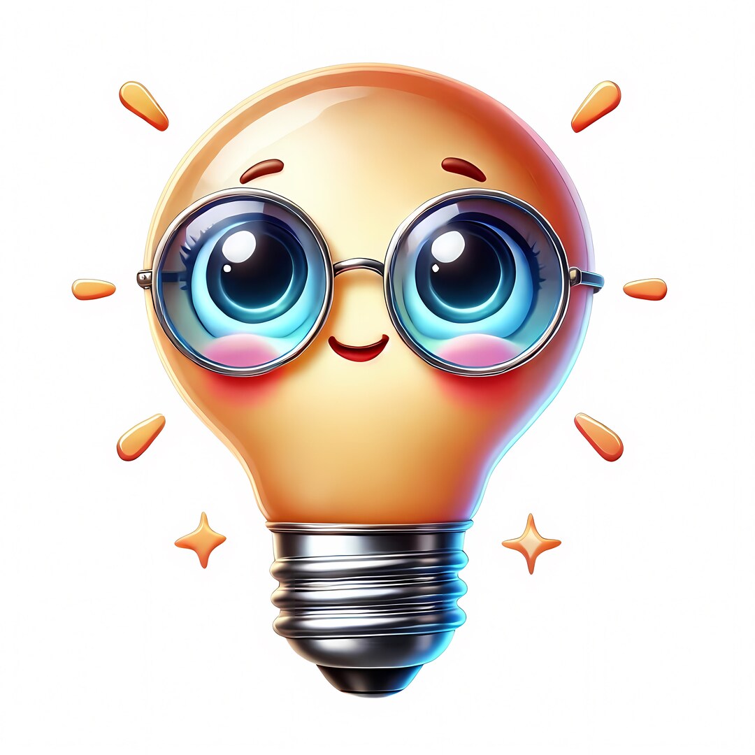 Cute Bulb Clipart | 12 High-quality Jpgs | Adorable Light Bulb Clipart ...