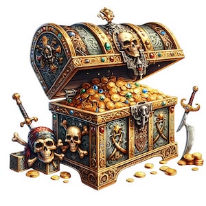 Treasure Box Clipart: Pirate Gold, Jewels Jpgs (digital Download) - Etsy