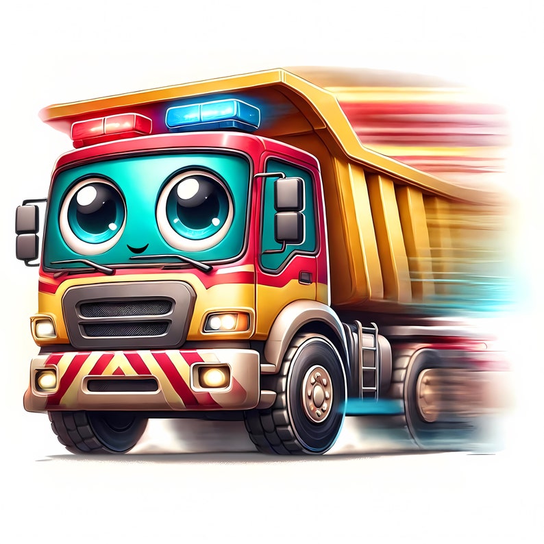 Cute Construction Vehicles Clipart | Digger Art, Wall Art (digital ...