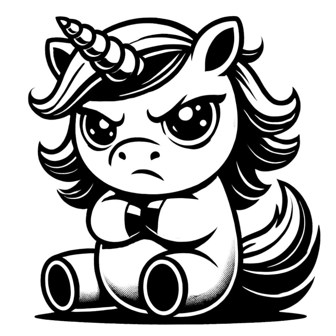 Grumpy Unicorn SVG & PNG, Angry Unicorn Clipart, Cute Unicorn, Unicorn Silhouette, SVG Files for ...