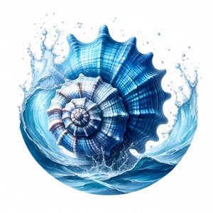 Blue Seashell Clipart | 12 High-quality Jpgs | Colorful Seashell ...