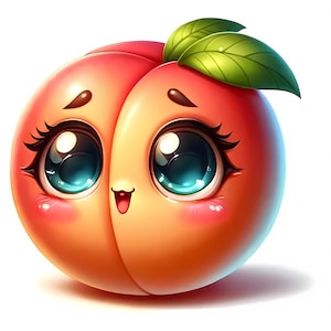 Cute Peach Clipart | 12 High-quality Jpgs | Kawaii Cute Peach Clipart ...