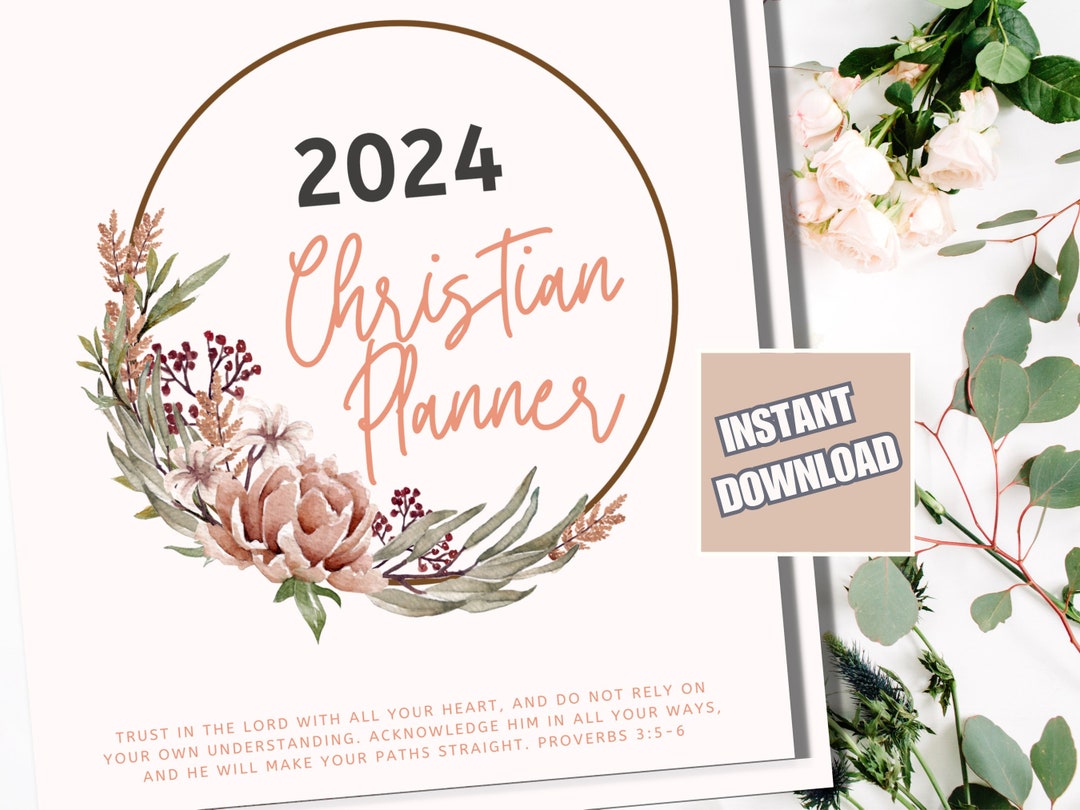 2024 Yearly/monthly Floral Christian Planner Printable| Notes Section ...