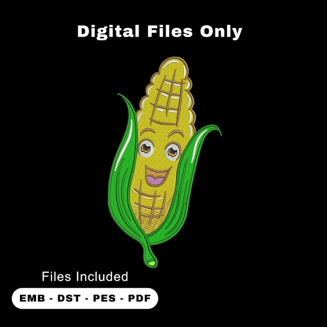 Sweet Corn Embroidery Design, Corn Digital Embroidery Pattern, Cute ...