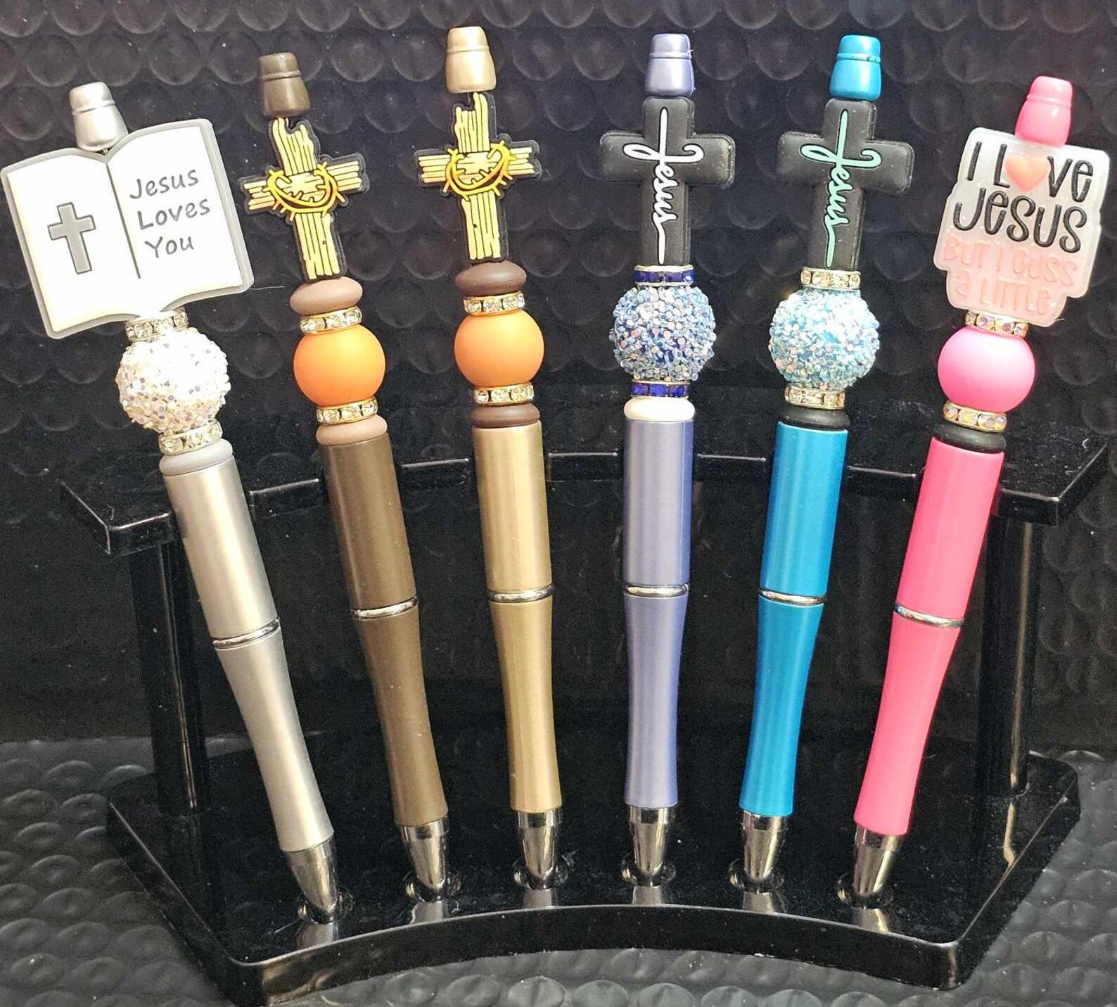 Christian Cross Refillable Beaded Ink Pen With Silicone Beads and ...