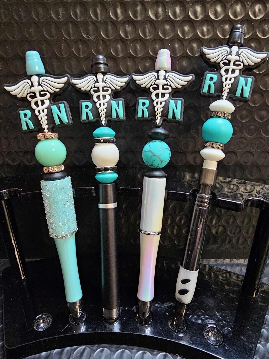 RN Caduceus Refillable Beaded Ink Pen With Silicone Beads and Crystal ...
