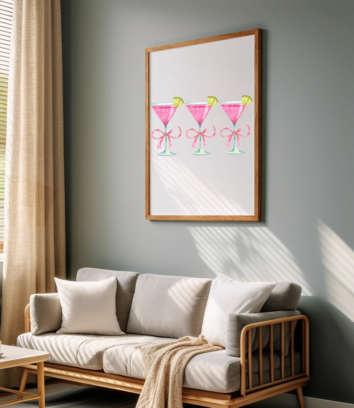 Pink Martinis With Bows Poster, Cocktail Poster, Drinks Poster, Pink ...