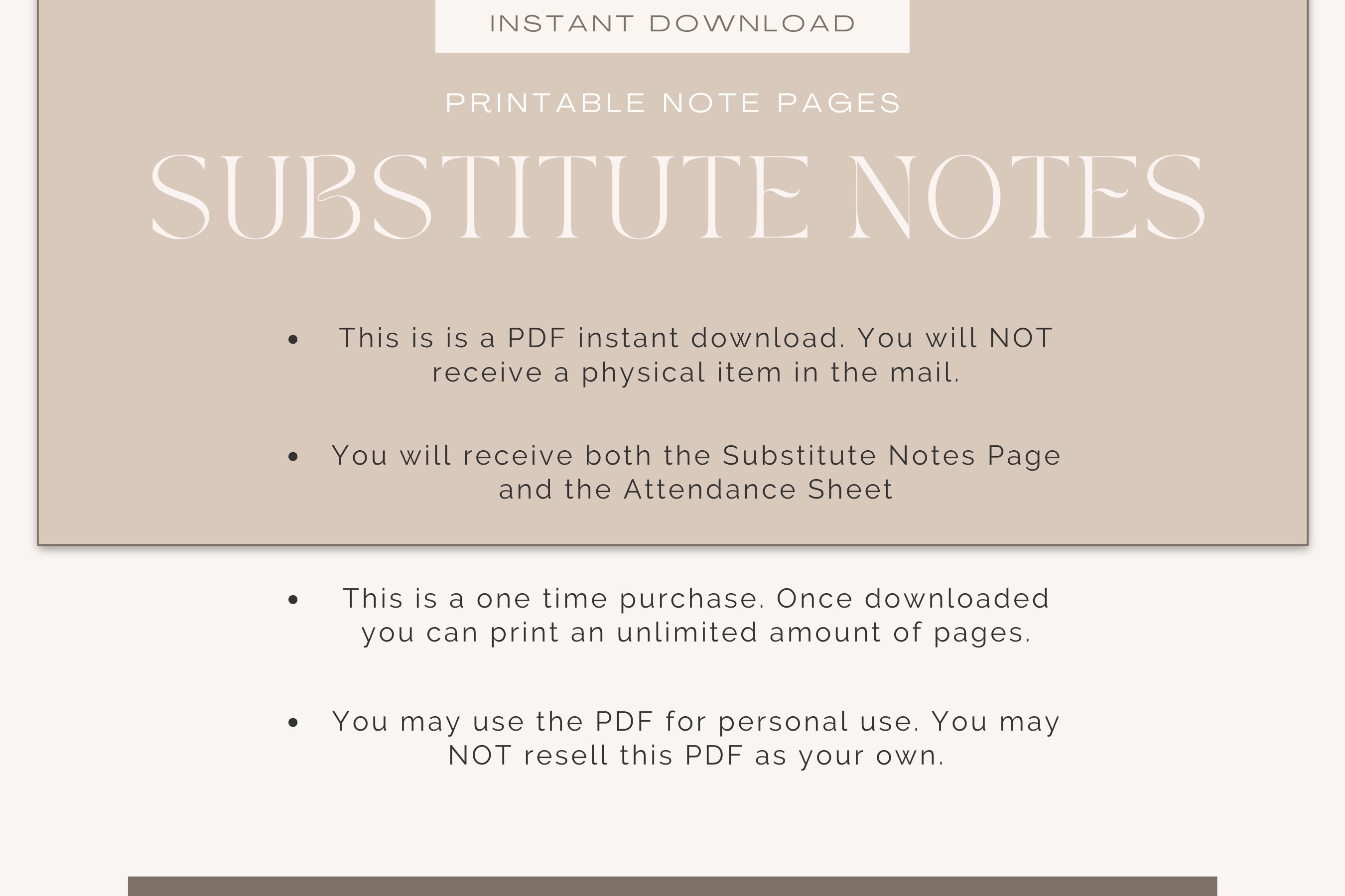 Boho Substitute Notes and Attendance Sheet, Teacher Notes, Attendance ...