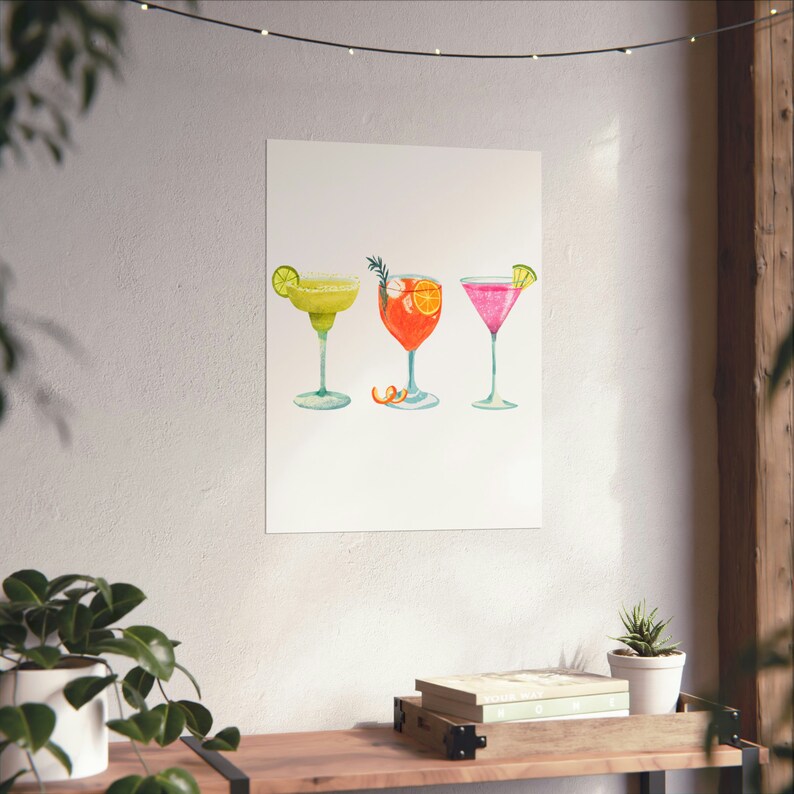Cocktails Poster, Cute Cocktails Poster, Cute Drinks Poster, Cocktails ...
