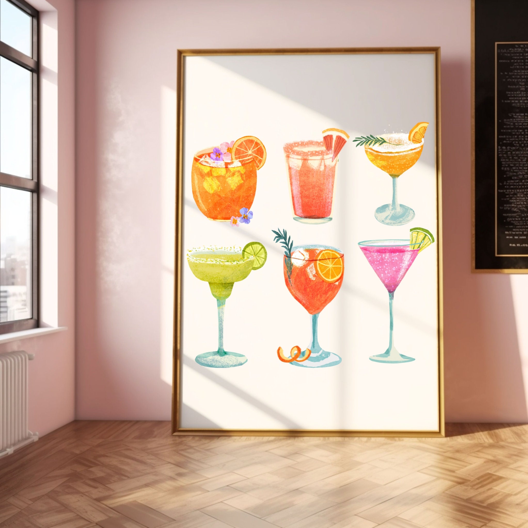 Cocktails Poster, Mocktails Poster, Cute Drinks Poster, Cocktails Wall ...