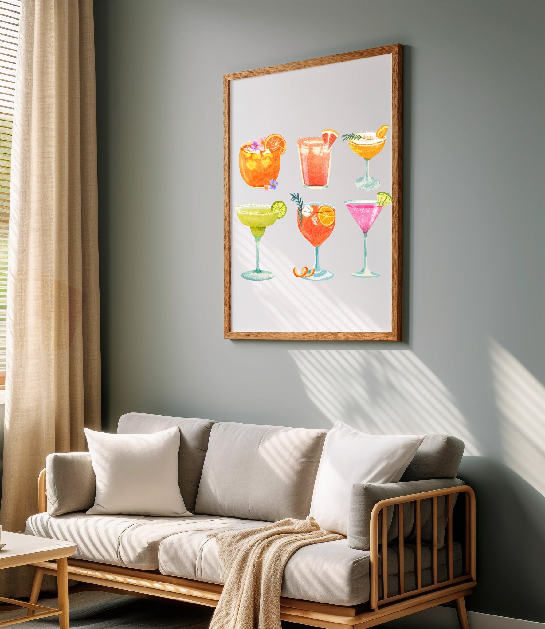Cocktails Poster, Mocktails Poster, Cute Drinks Poster, Cocktails Wall ...