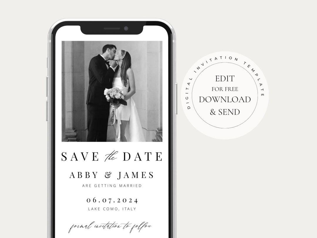 Save the Date Template, Digital Save the Date, Wedding Day Invite, Save ...