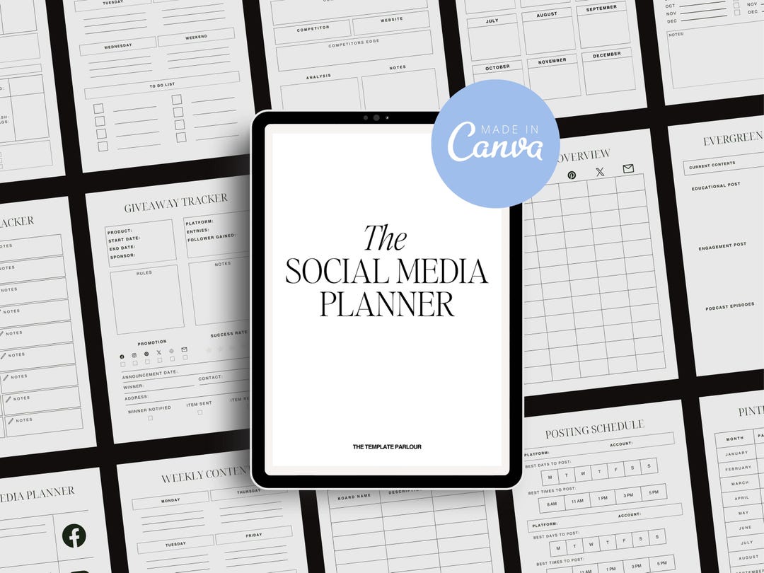 Social Media Planner | Canva Template, Content Calendar (digital ...