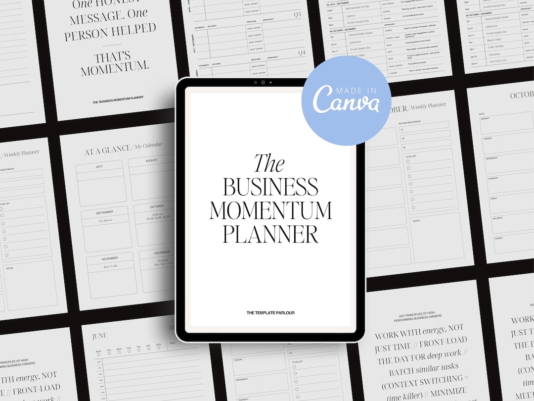Business Momentum Planner | Canva Template, Printable (digital Download ...