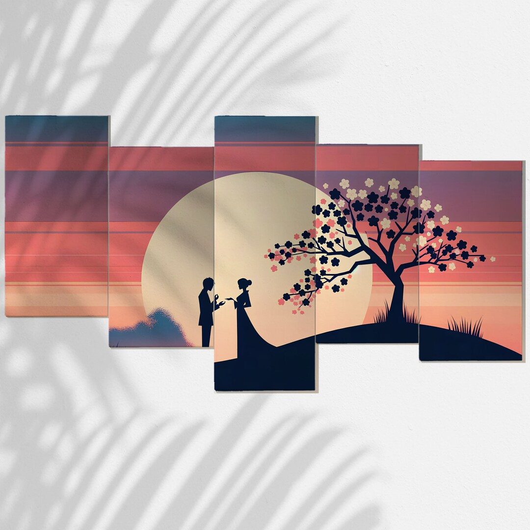 Kokuhaku Cherry Blossom Tree Sakura Confession Scene 5 Panel Canvas ...