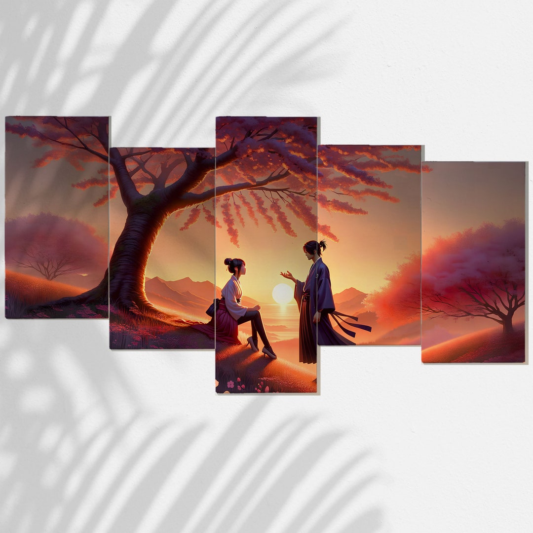 Kokuhaku Cherry Blossom Tree Sakura Tree Confession 5 Panel Canvas ...