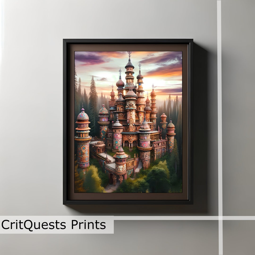Enchanted Forest Elaborate Castle Twilight Serenity Digital Artwork ...