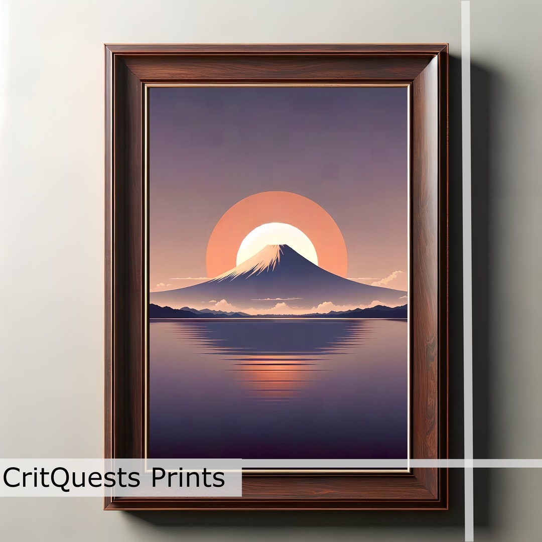 Japan Sunset Mount Fuji Artwork Serene Fuji Reflection Digital Artwork ...
