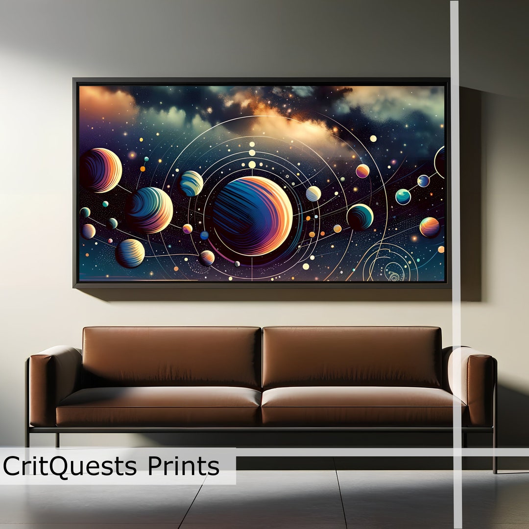 Celestial Elegance Digital Art Abstract Planetary Alignment, High ...