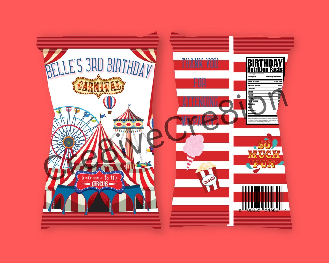 Editable Carnival Chip Bag - Etsy