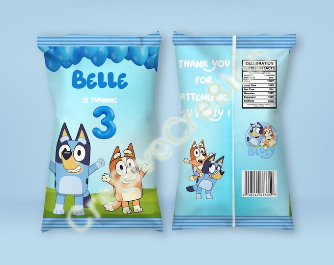 Editable Bluey Chip Bag - Etsy