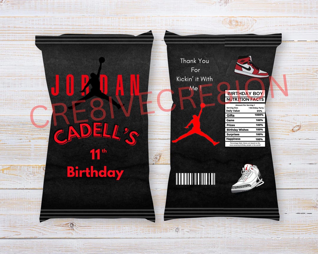 Editable Jordan Chip Bag - Etsy