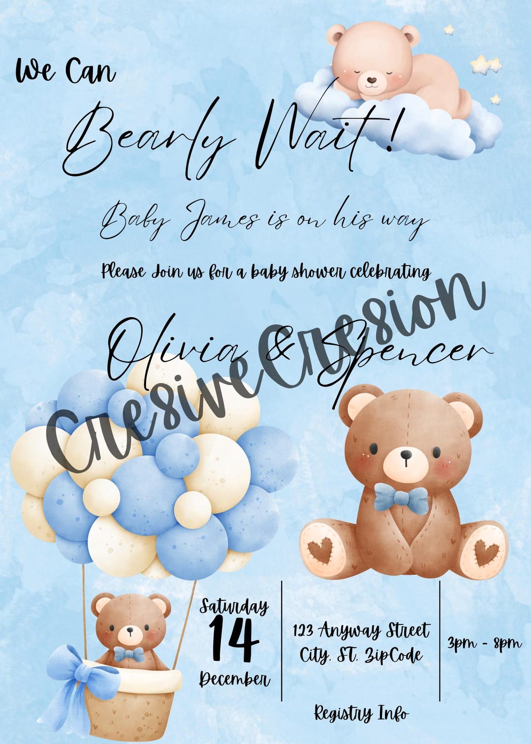 Editable Bearly Baby Shower Invitation - Etsy