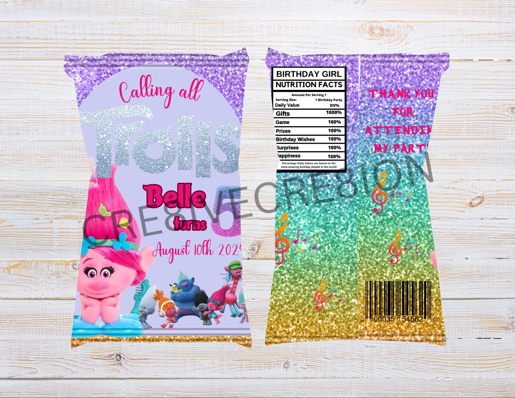 Editable Trolls Chip Bag - Etsy