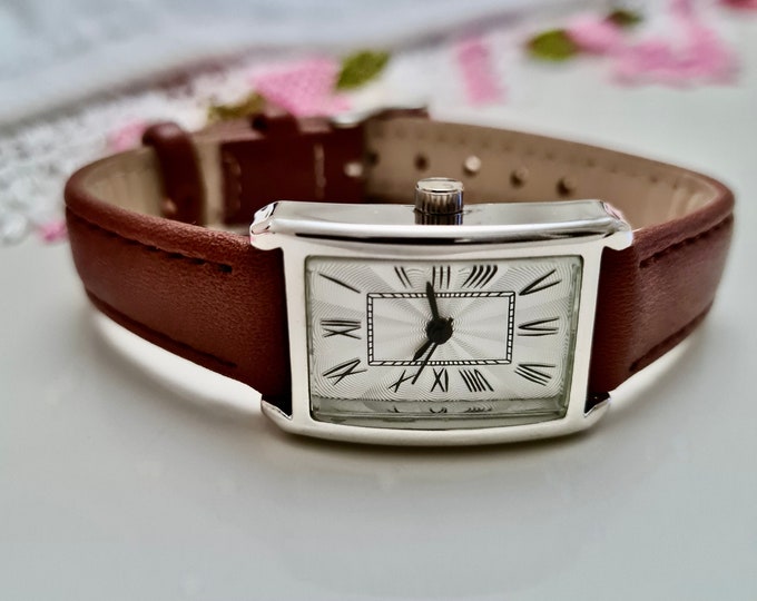 Watch for Women, Silver Colour, Roman Numeral Dial, Square Design, Easy ...