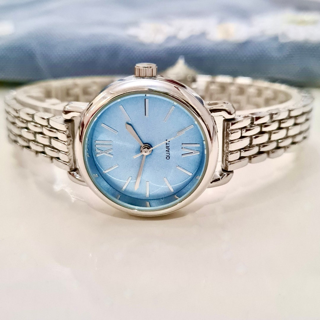 Wrist Watch for Women, Blue Dial, Present for Her, Silver Colour ...