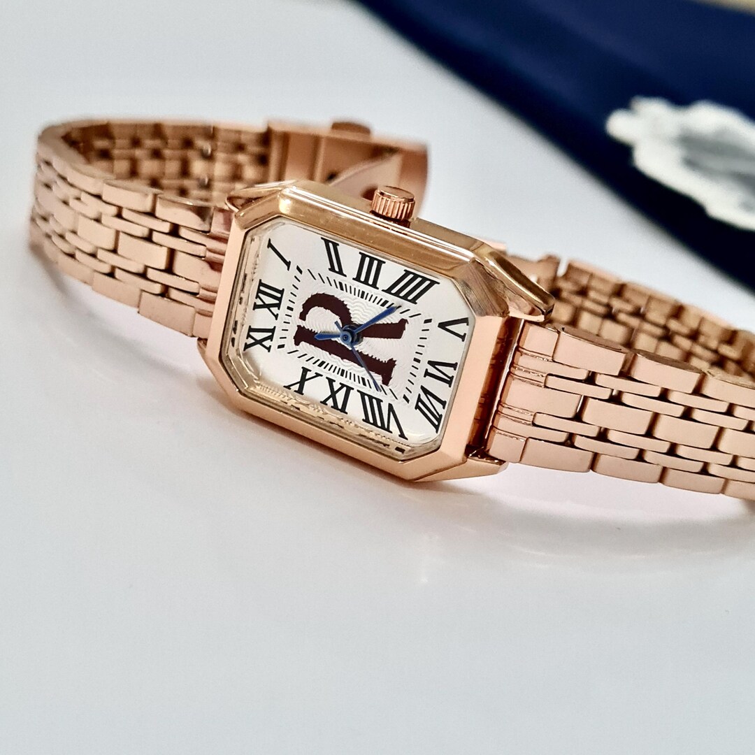 Woman Wrist Watch, Rose Gold Colour, White, Personalization on the Dial ...
