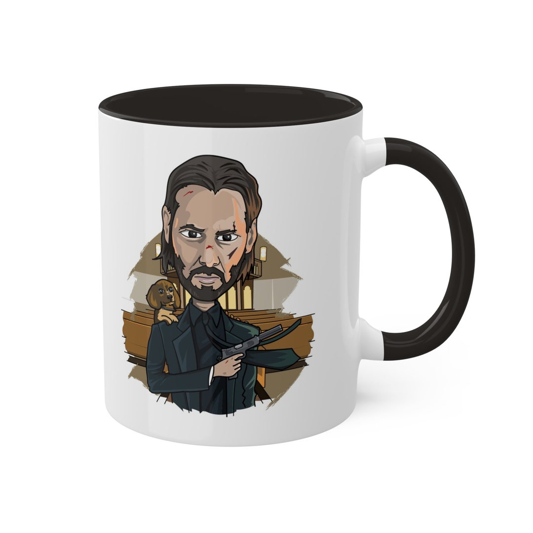 Funny Mug, John Wick Coffee Mug, Cartoon Keanu Reeves as John Wick ...