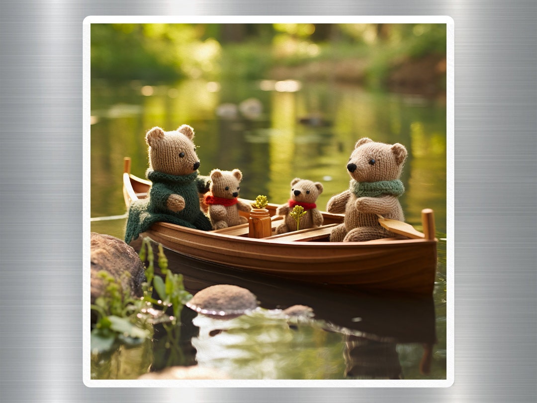 Teddy Bear Family Boat Trip Magnet, Rustic Cabin Decor, Children's Room ...