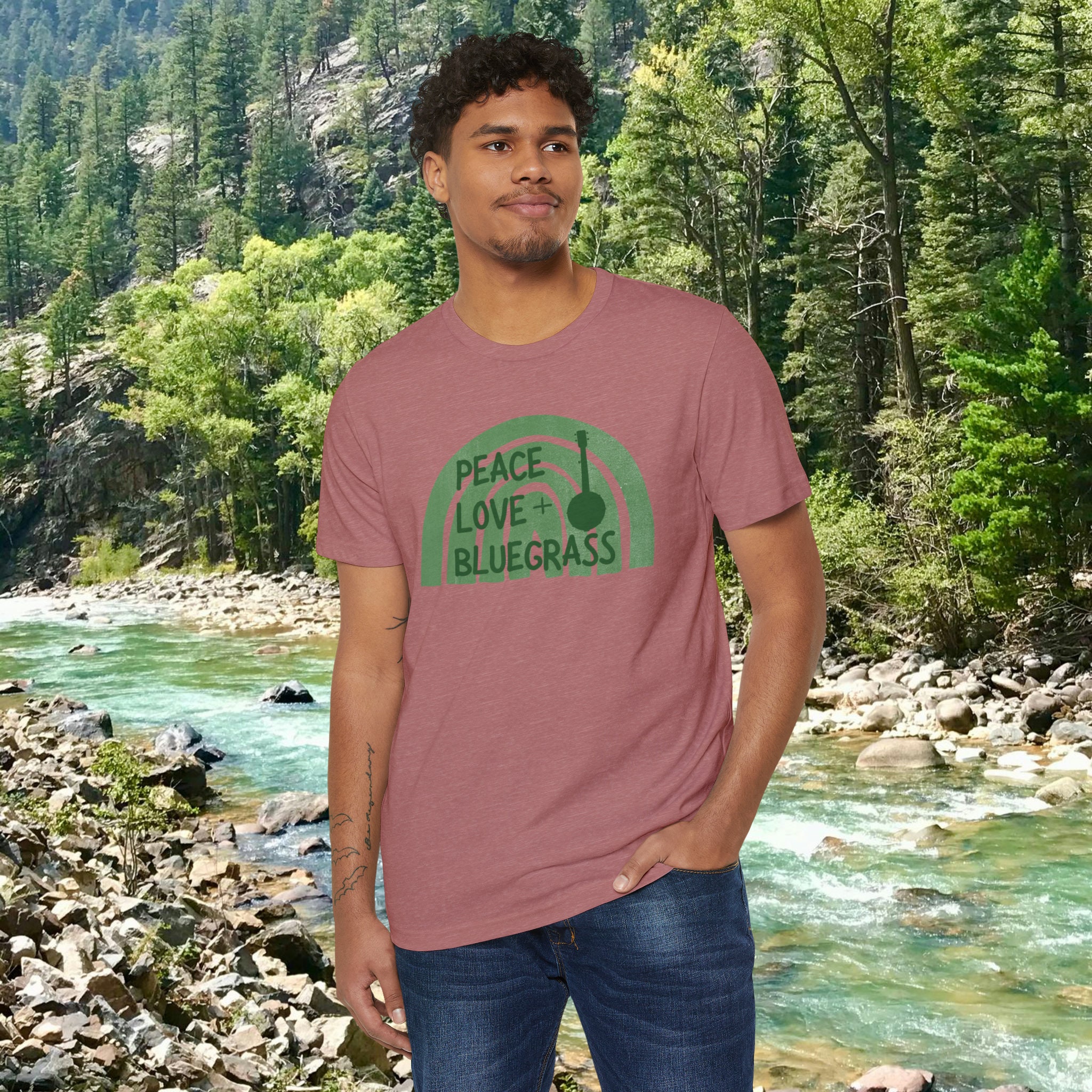 Peace, Love and Bluegrass Unisex Recycled Organic T-shirt Tee Festival ...