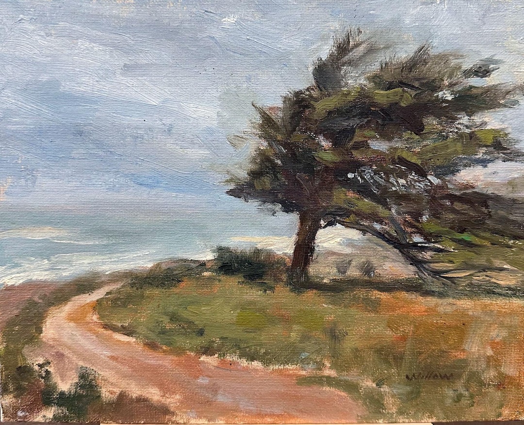 Original Art Landscape Tree in Wind Oil Painting by Artist Willow ...