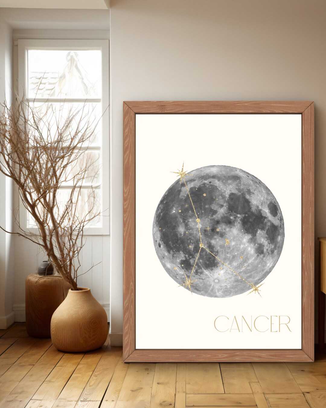 Cancer Art Print, Star Sign Art Print, Digital Download, Full Moon Art ...