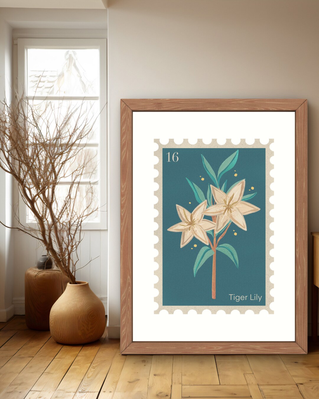 Vintage Tiger Lily Flower Stamp Art Print, Downloadable Art, Flower Art ...
