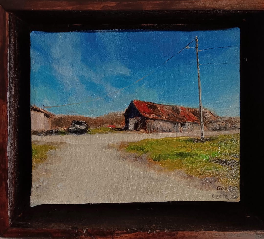 March Poem #1: an Old Barn Original Oil Painting, Handcrafted Float ...