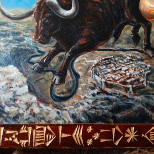 Gilgamesh & the Bull of Heaven Original Oil Painting - Etsy