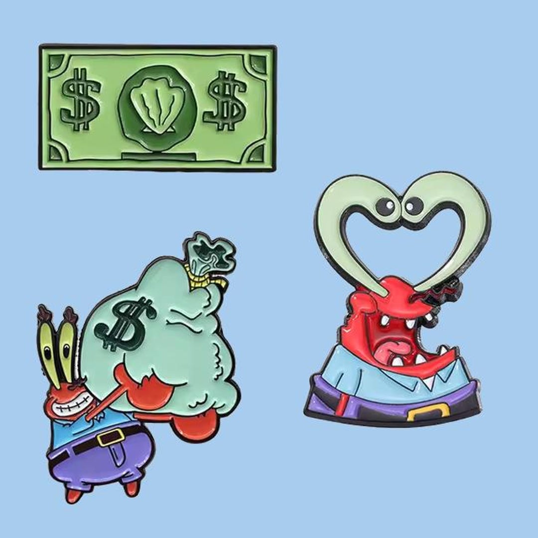 Mr. Krabs Money Pin Set Wacky Bucks Pin Love Heart Eyes Mr. Krabs Money ...