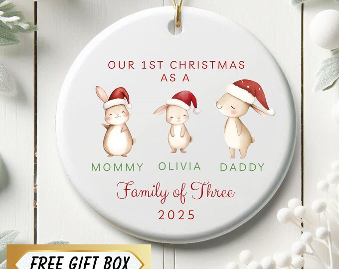 Personalized Family of Three Christmas Ornament, Family of 3 Christmas ...