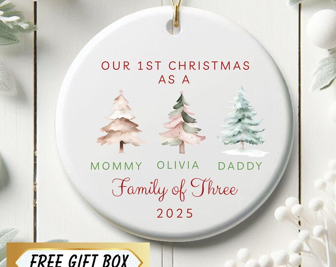 Personalized Family of Three Christmas Ornament, Family of 3 Christmas ...