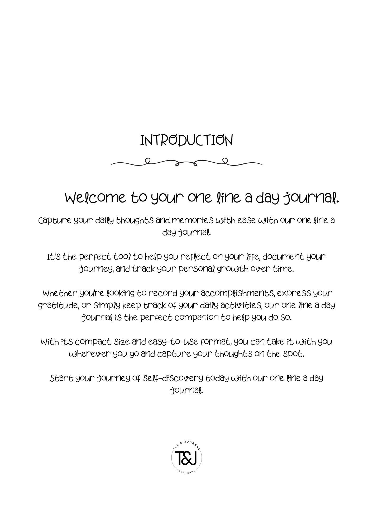 One Line A Day - 5 Year Journal Template - Etsy