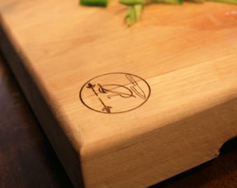 Personalized Laser Engraved Butcher Block Cutting Board With Circle ...